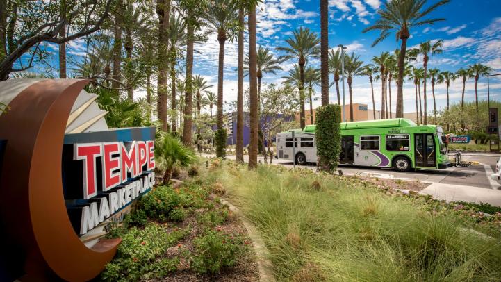 Tempe Marketplace sign and bus