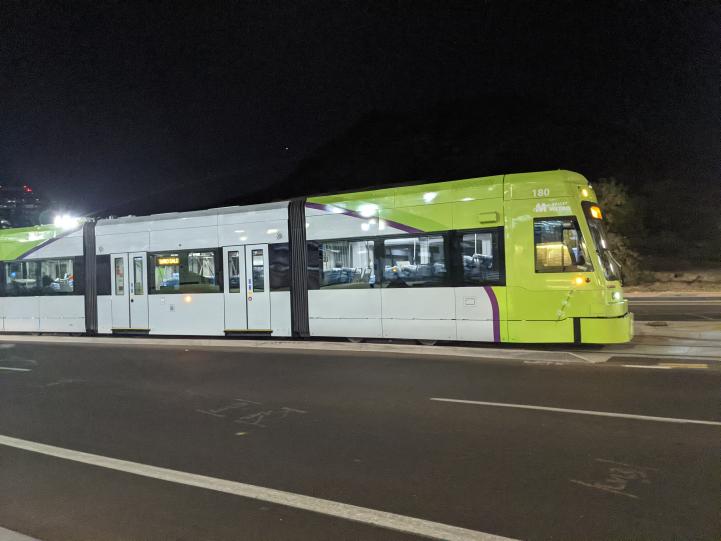 Tempe Streetcar on its alignment in Tempe