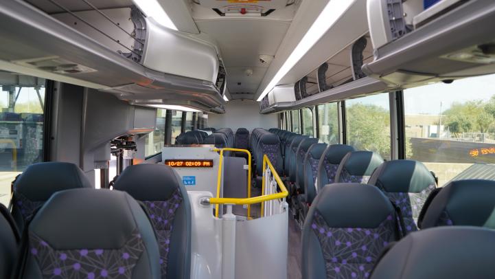 back of seats inside bus