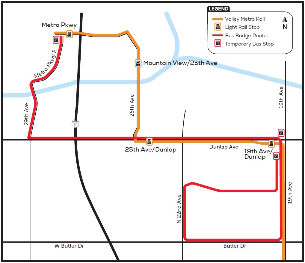 The 19th Ave/Dunlap station will serve southbound riders only. Shuttle ...