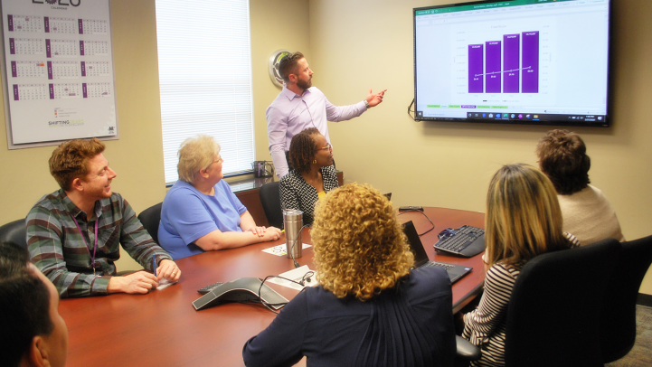 Financial meeting in conference room