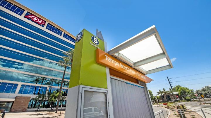 Streetcar station: Beach Park and Rio Salado Parkway